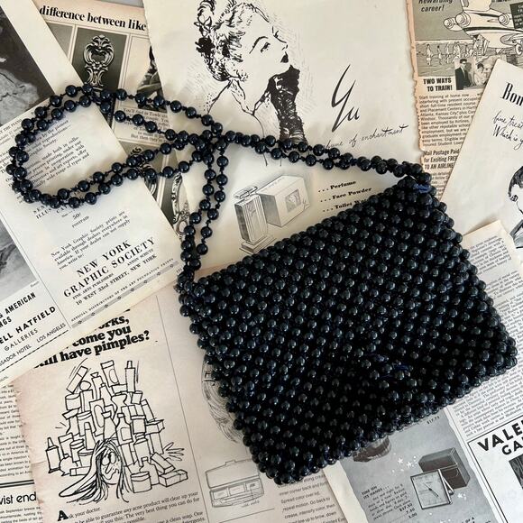 Walborg | Bags | Vintage 5s Walborg Black Beaded Shoulder Bag Handmade ...